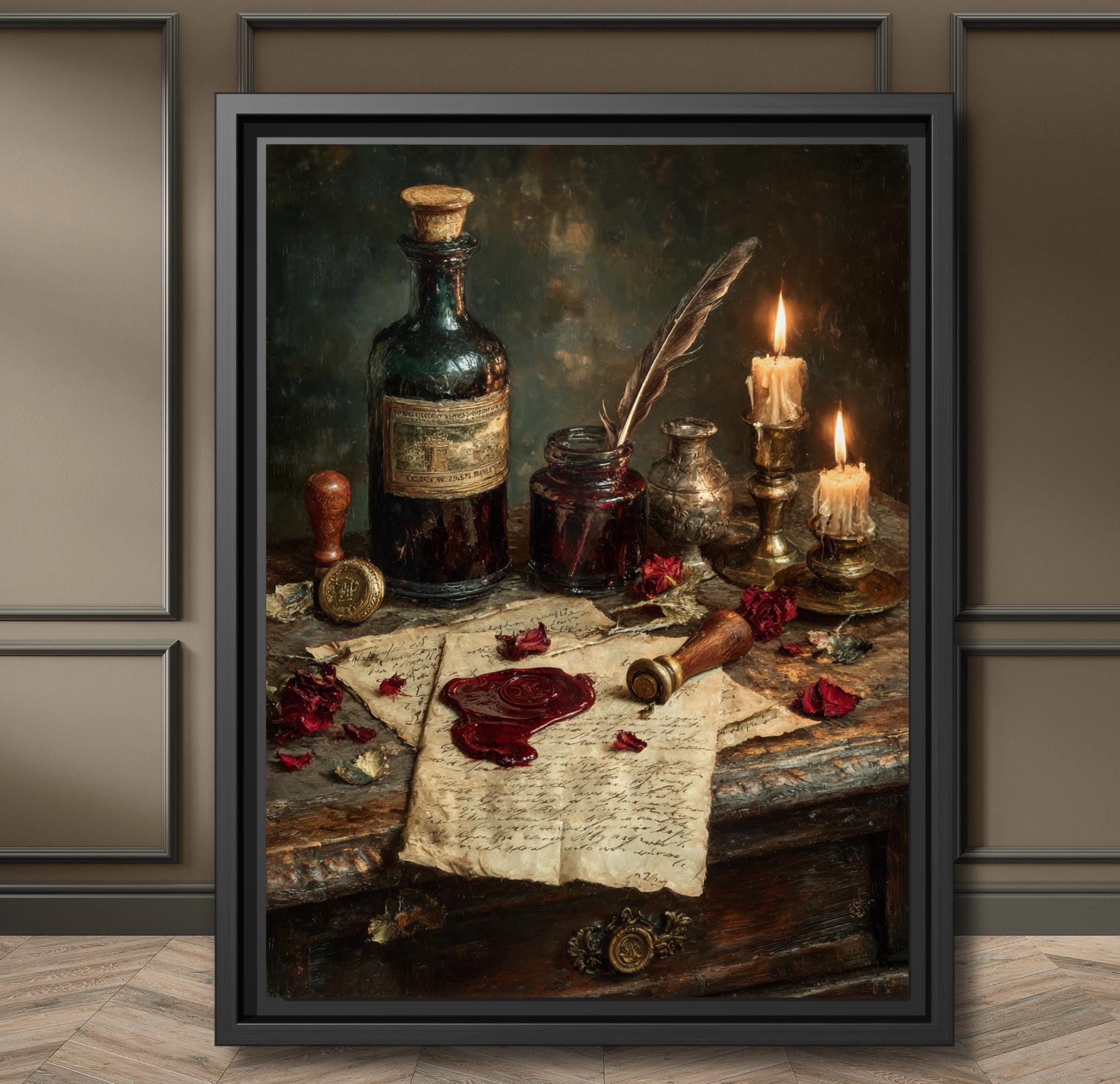 YaHaku Vintage Apothecary Writing Desk Art Print Gothic Author Dark ...