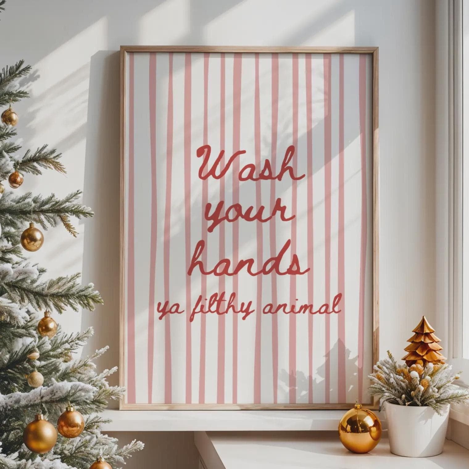 YaHaku Wash Your Hands Ya Filthy Animal , Striped Christmas Wall Art ...