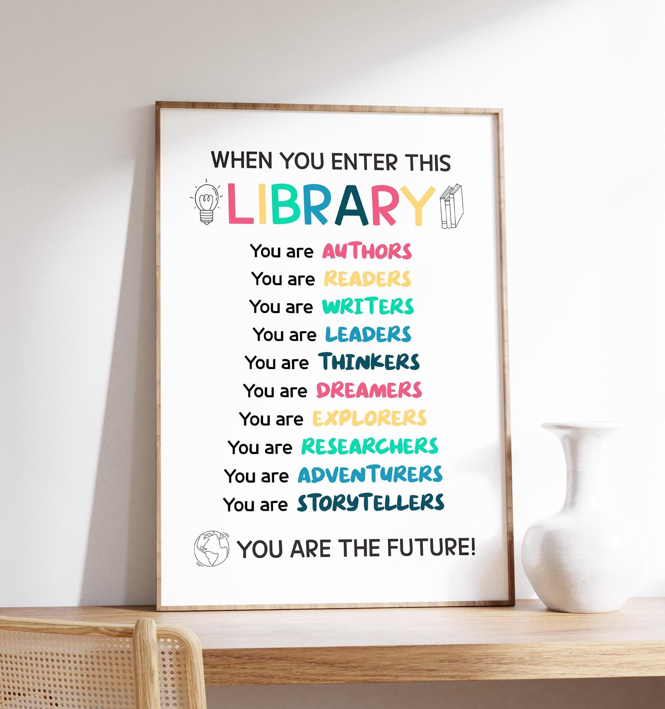 YaHaku When You Enter this Library Poster, Library Decor, Inspirational ...