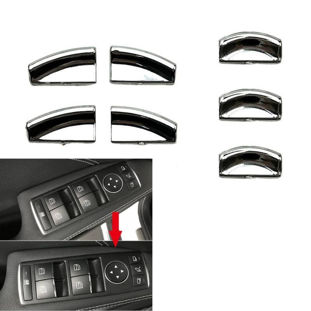 YaSaLy 1 Set Chrome Window Glass Lift Button Cover Trim Decal for ...