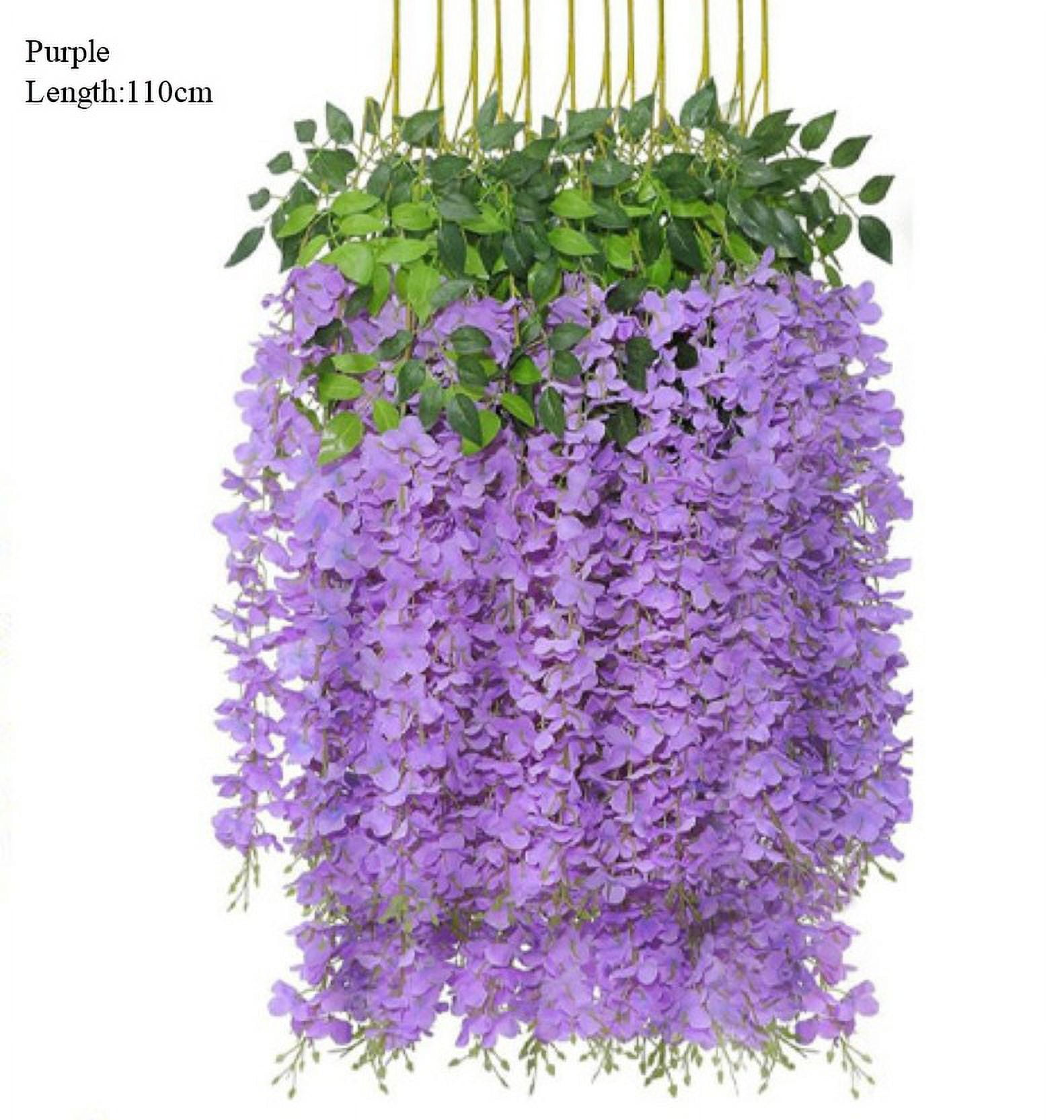 YaSaLy 12Pcs Artificial Hanging Wisteria Silk Flowers Vine Plant Home ...