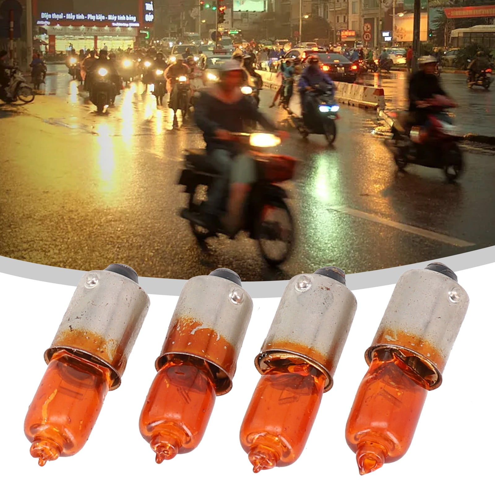 YaSaLy 4PCS BA9S 12V 23W Halogen Brake Indicator Signal Lamp Amber ...