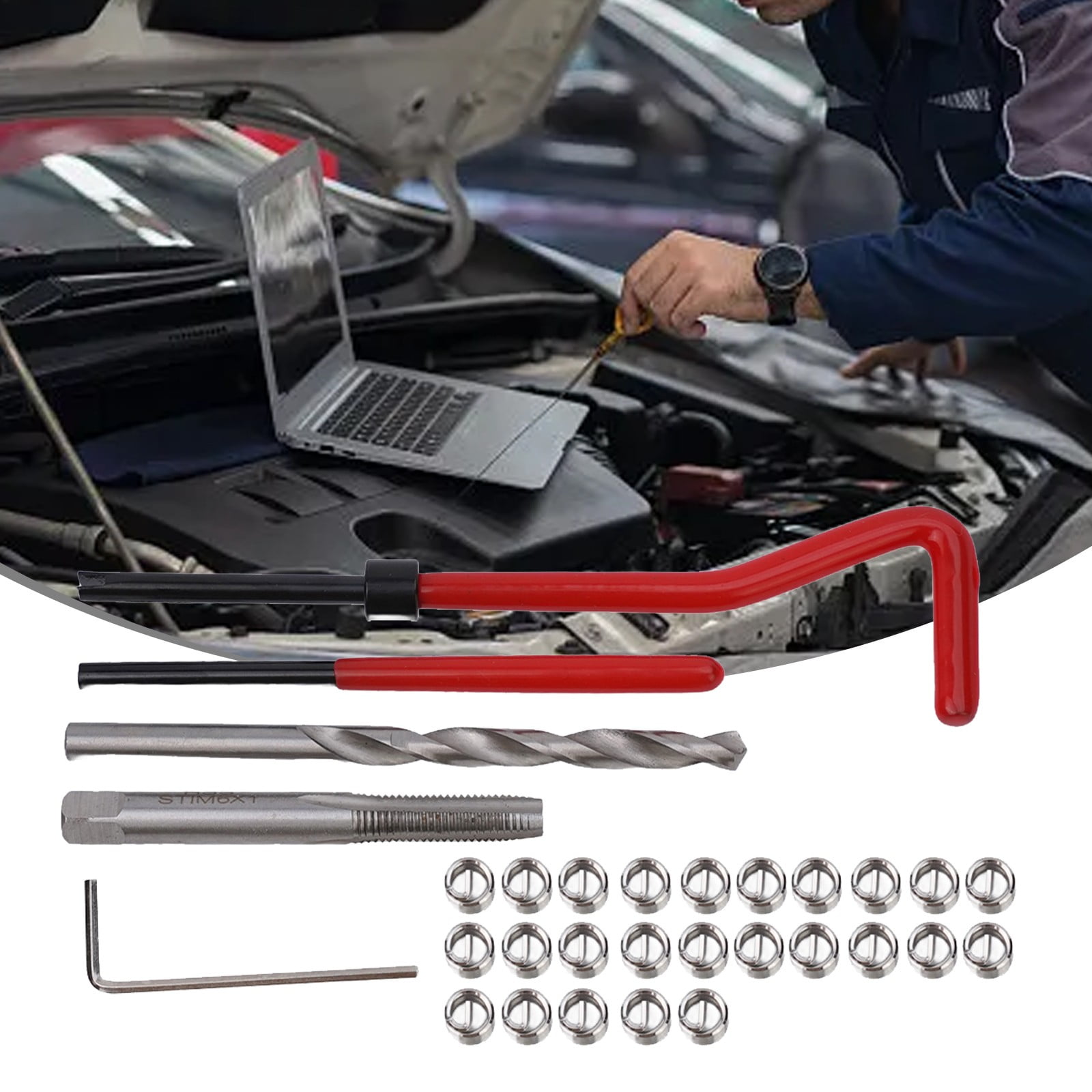 YaSaLy M6 X 1.0 Thread Repair Kit 30 Piece Helicoil Compatible 6mm ...