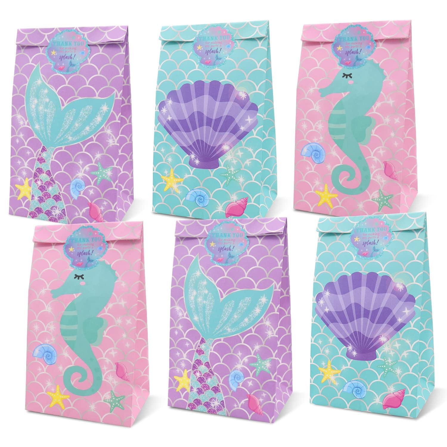Yaaaaasss! 24 Pcs Little Mermaid Bags Mermaid Party Favor Candy Bags ...