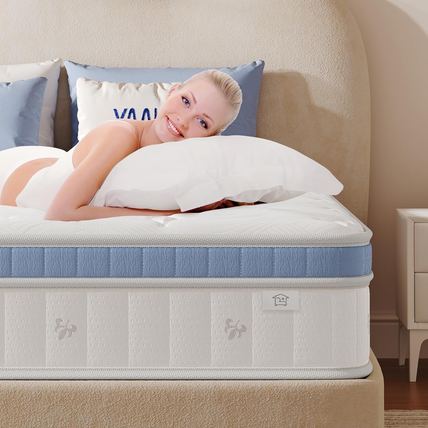 Yaak Queen Mattress 10 Inch, Hybrid Mattress in a Box Queen Size, Individual Pocket Spring Queen ...