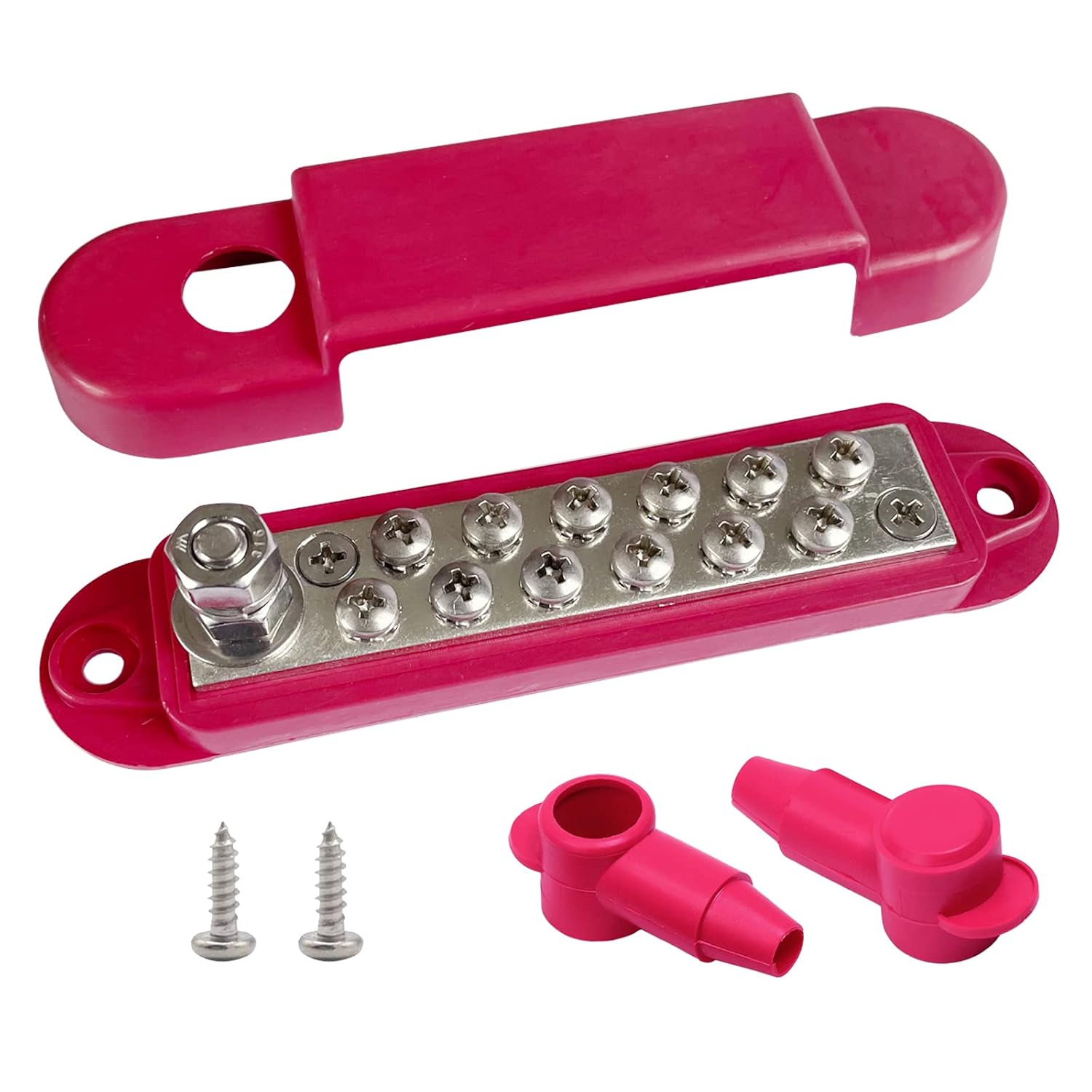 YabMaoYi 12 Terminals Bus Bar, 5.3" Nickle Plated Brass Ground ...