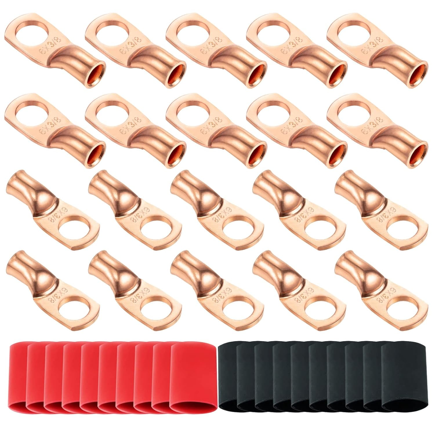 YabMaoYi Heavy Duty Copper Wire Lugs, UL Eyelets Ring Crimp Copper ...