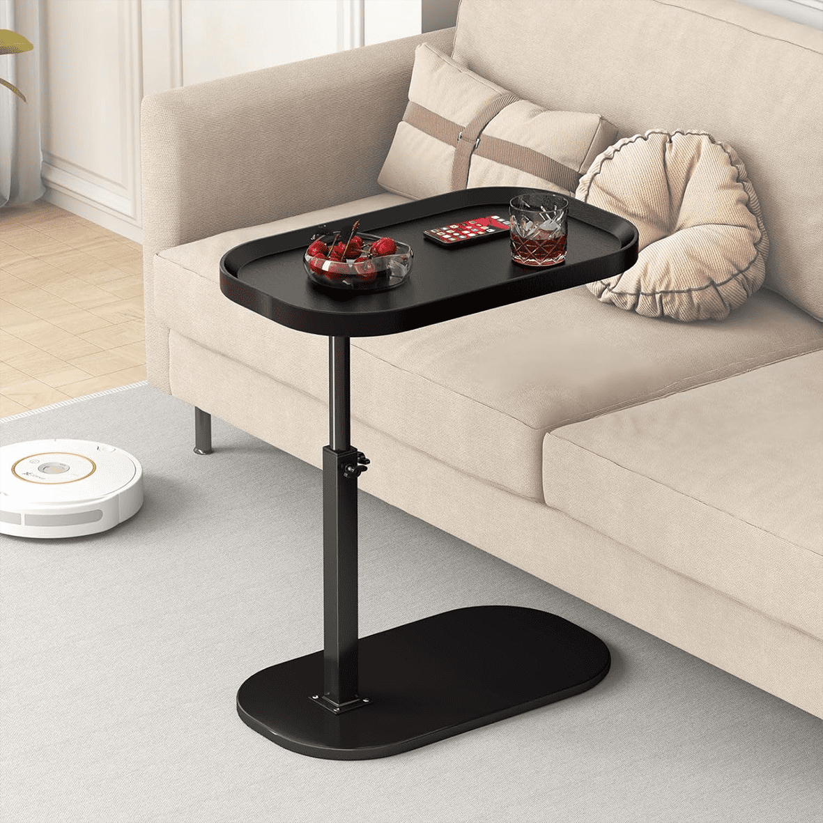 Yabanana C Shaped Side Table End Table, 360° Swivel and Adjustable ...