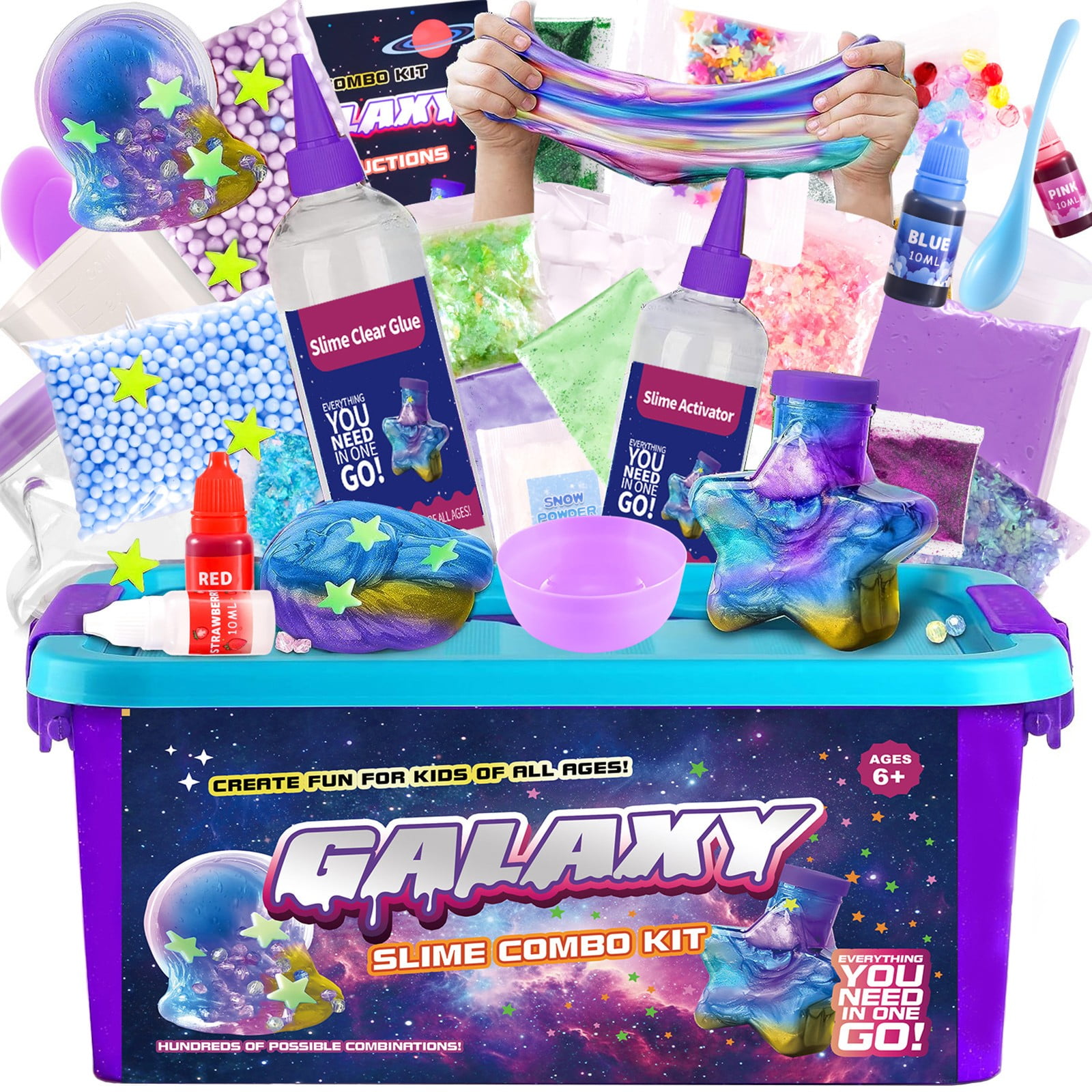 YabuSS Galaxy Slime Kit for Kids DIY Slime Making Set with Clear Glue ...
