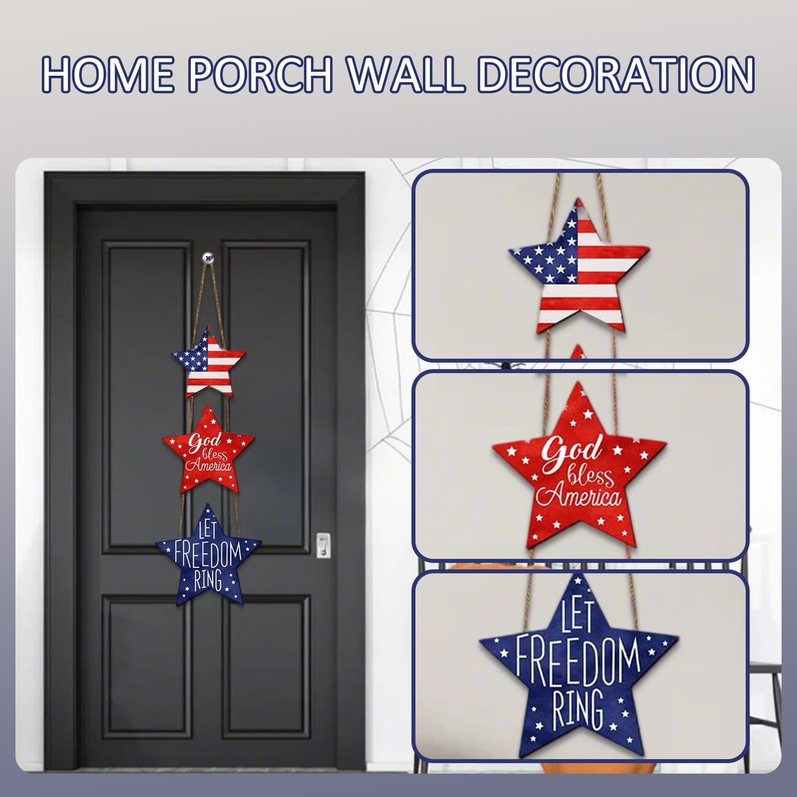 YabuSS Independence Day Patriotic Hanging Star Decoration Set American ...