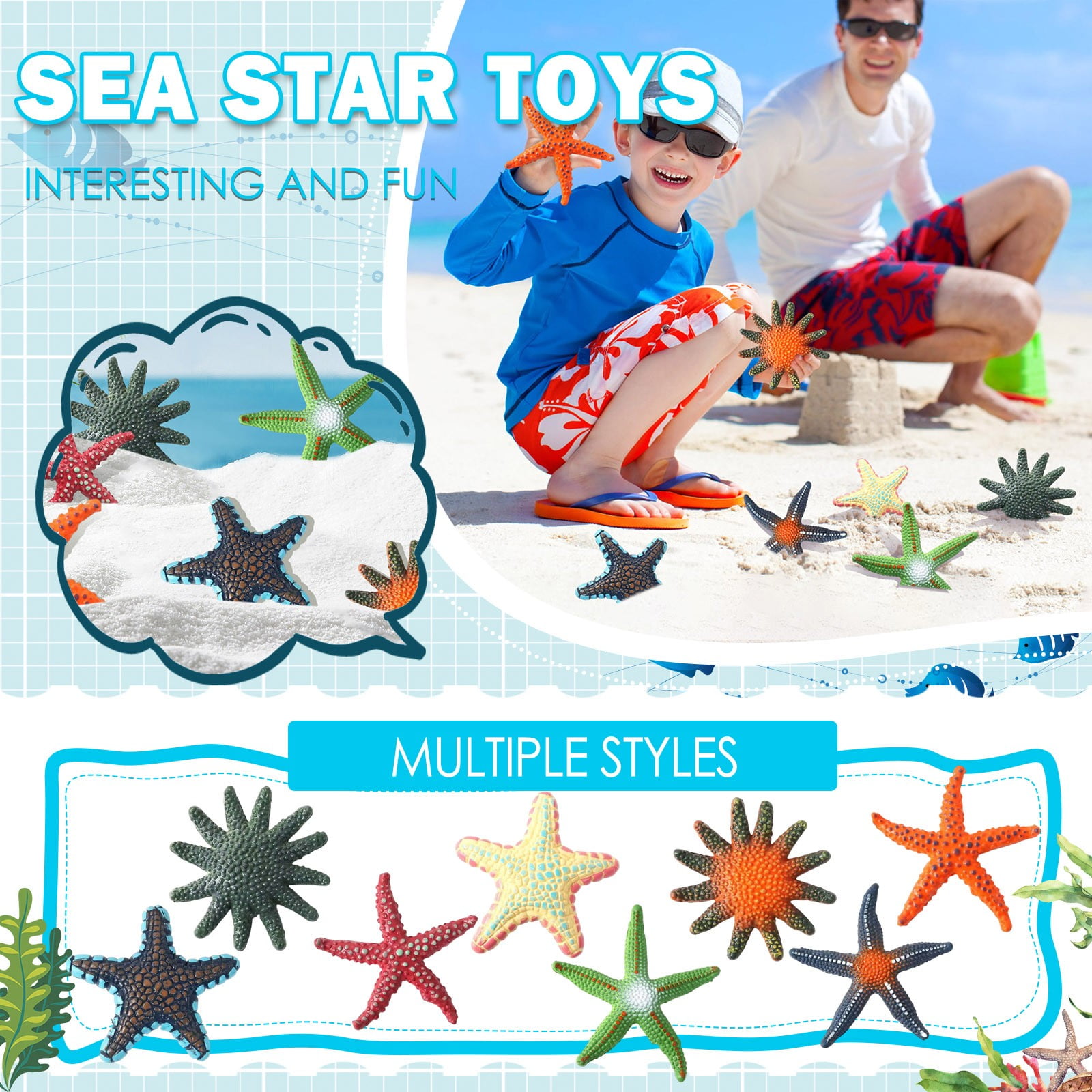 YabuSS Vibrant Orange Starfish Decor Realistic Sea Life Replica for ...