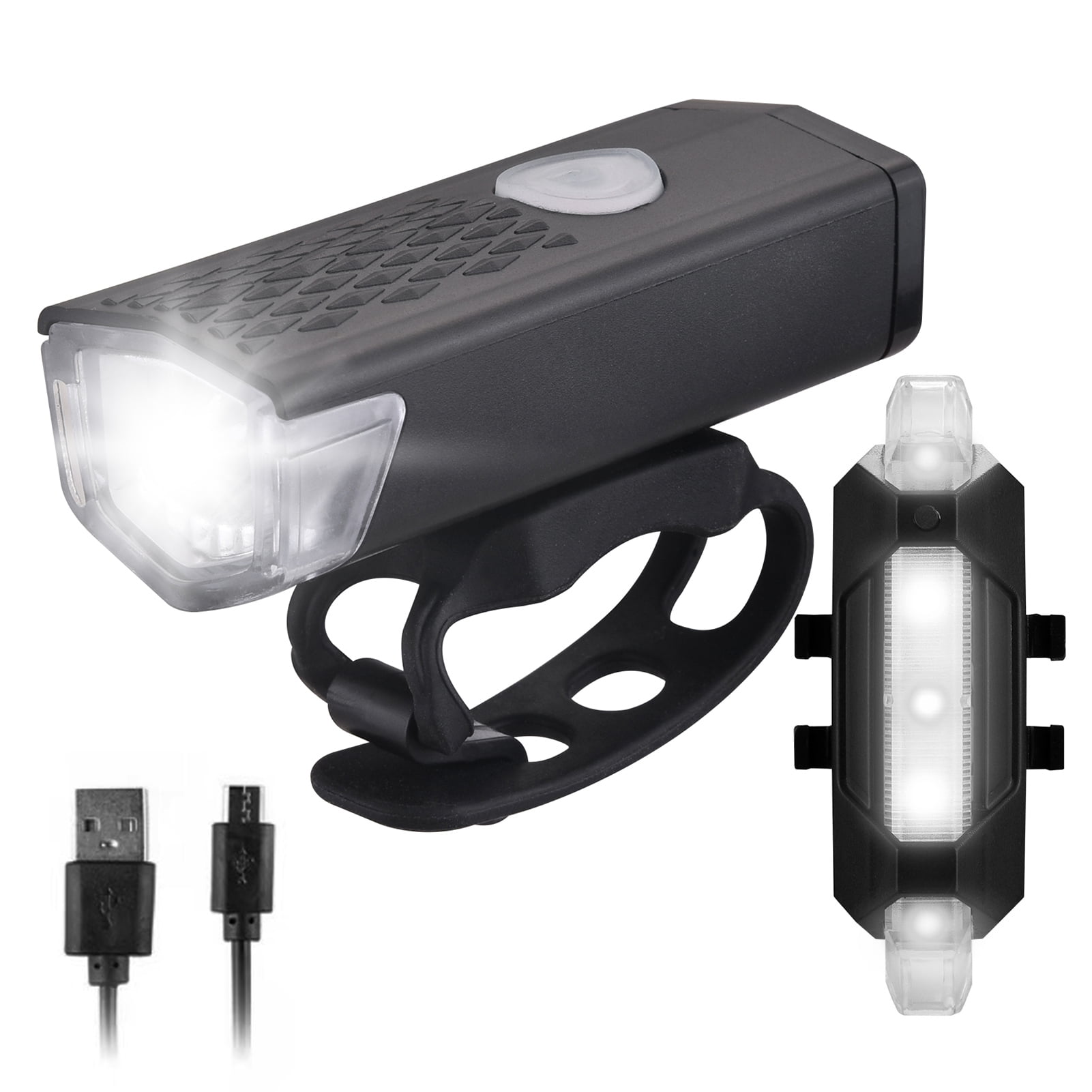 Yabuy Bike Lights Set USB Rechargeable Headlight & Tail Light ...