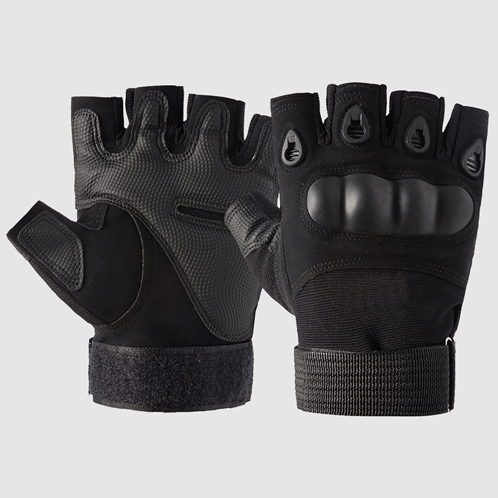 Yabuy Fingerless Gloves with Hard Knuckle -Slip Adjustable Half Finger ...