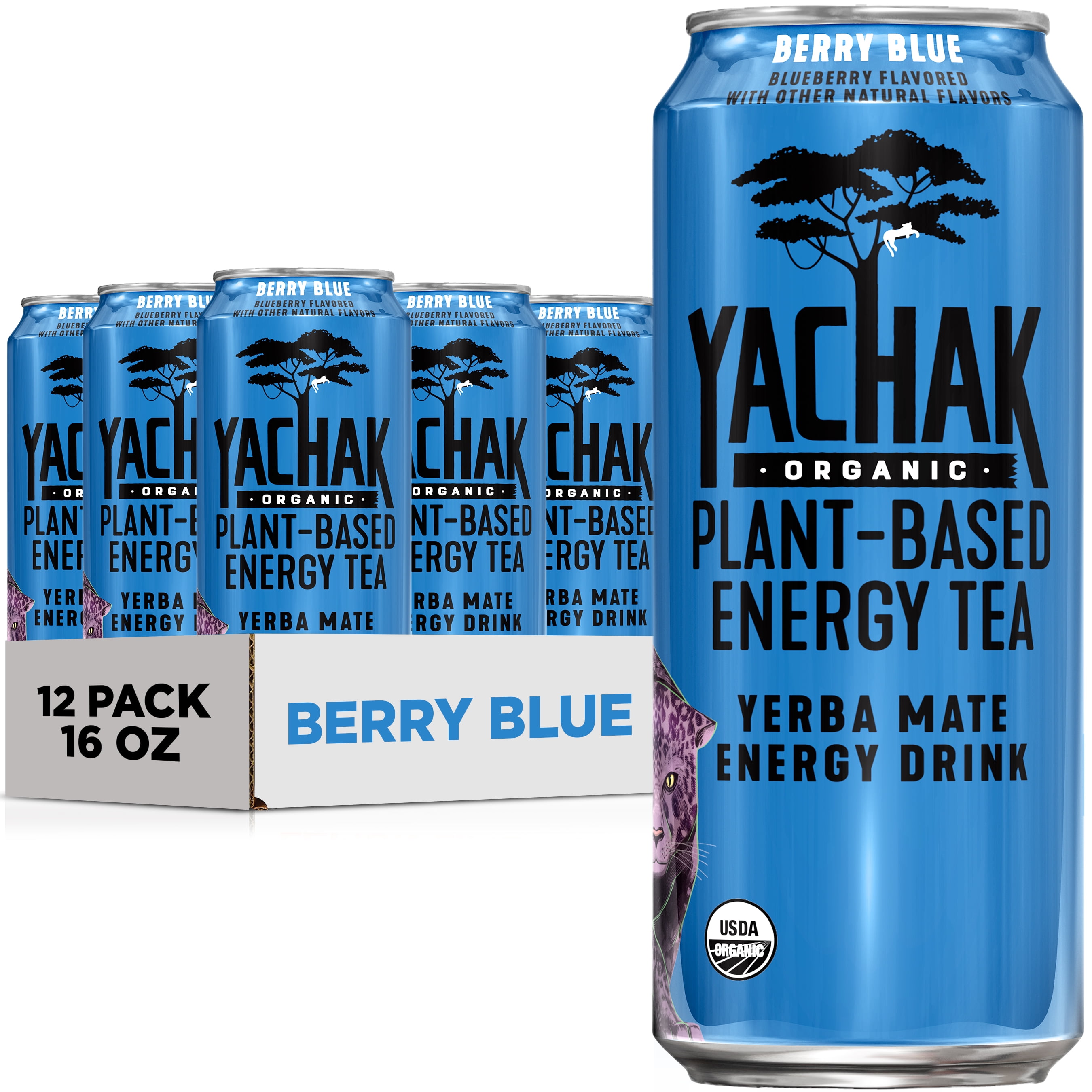 Yachak Yerba Mate Drink, Berry Blue, 16 fl oz, 12 Pack Cans - Walmart.com