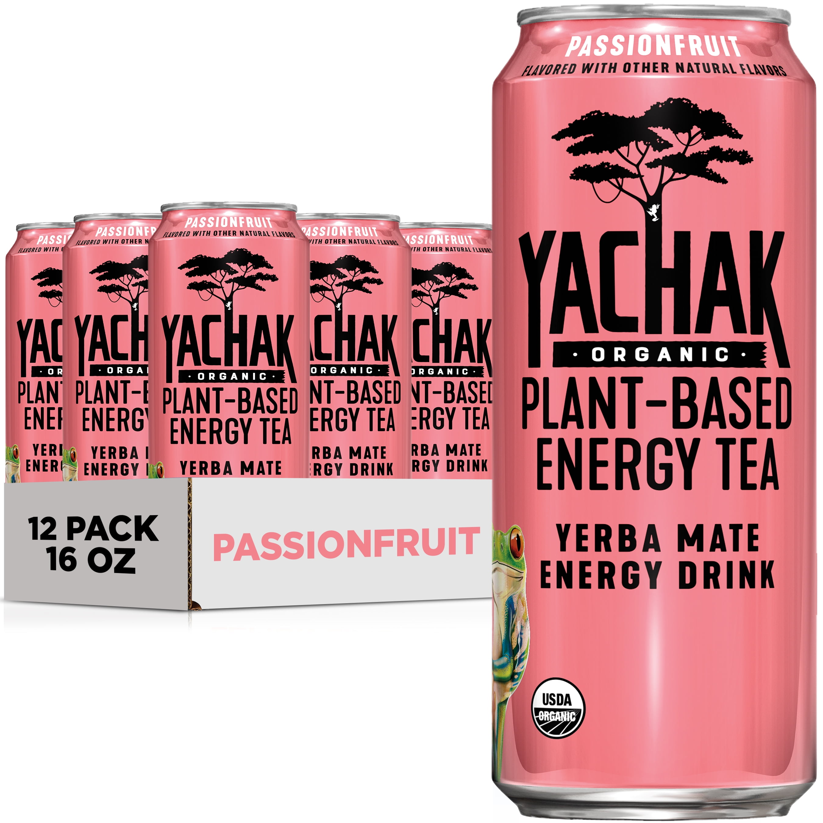Yachak Organic Yerba Mate Passionfruit Drink, 16 fl oz Can, 12 Pack ...