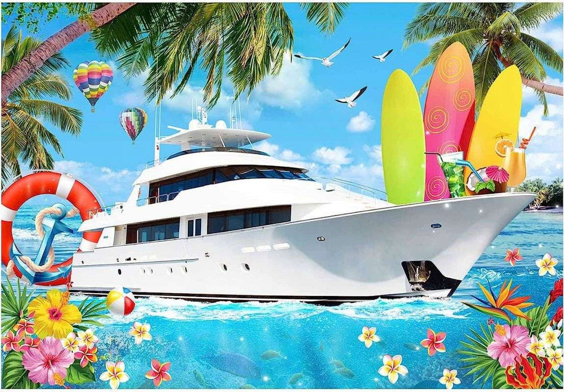 Yacht Backdrop Birthday Summer Boat Cruise Beach Party Sea Ocean ...
