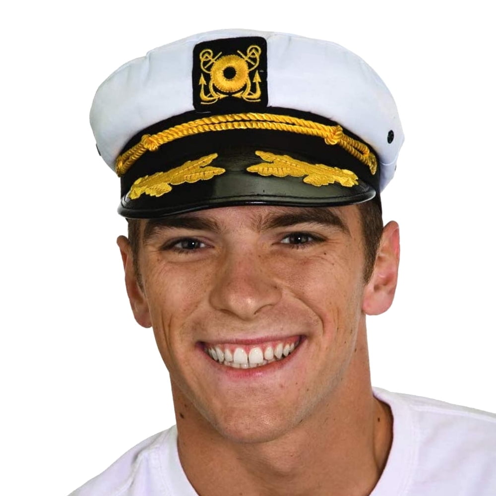 Yacht Captain Hat With Scrambled Eggs Costume White Cap Sailor Gilligan ...