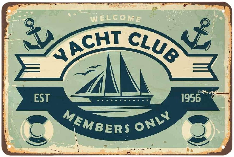 Yacht Club Metal Tin Sign Anchor Bird Boat Ocean Sail Ring Nautical ...