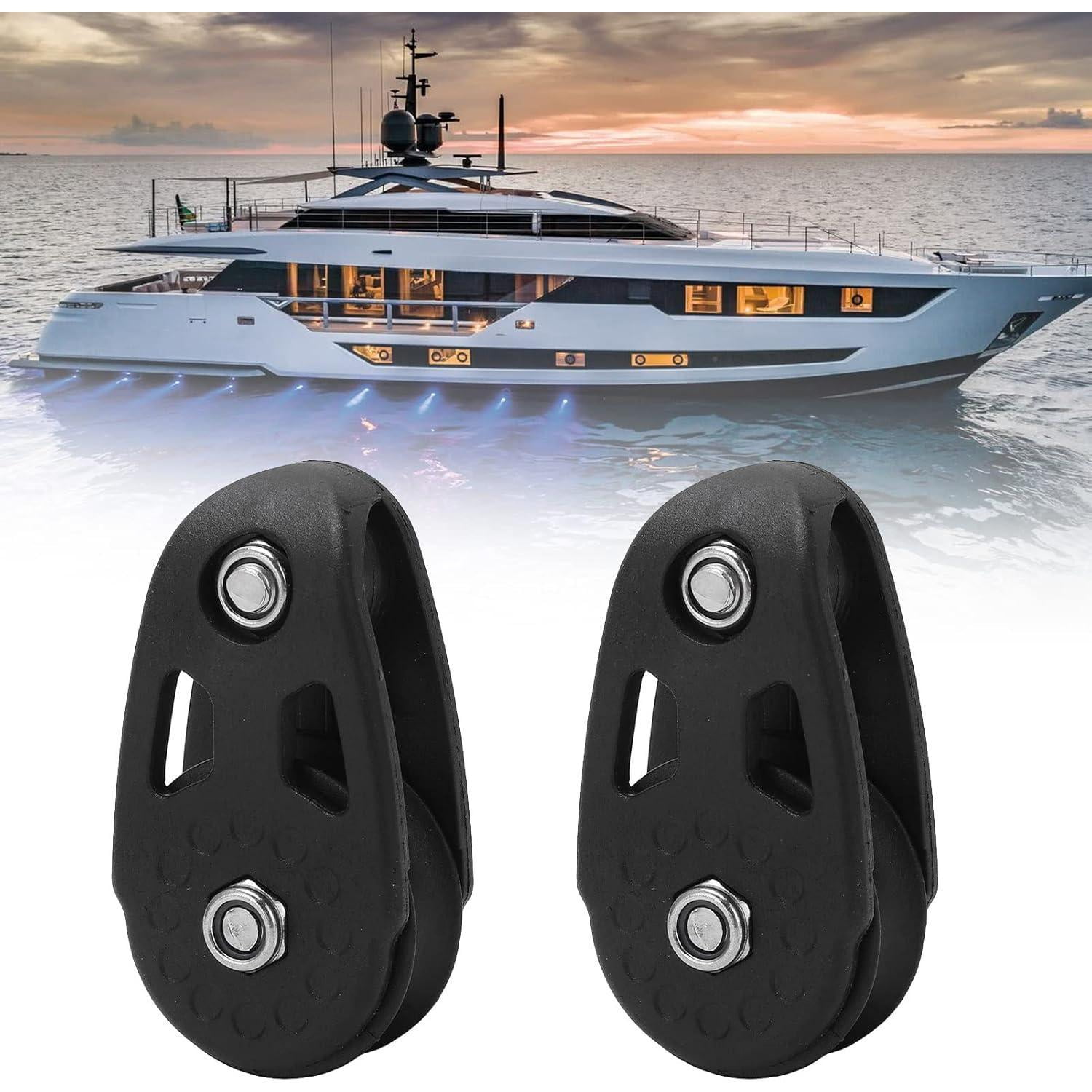 Yacht Pulley, 2 Pcs Kayak Pulley Duty Nylon Sturdy Marine Pulley Block ...