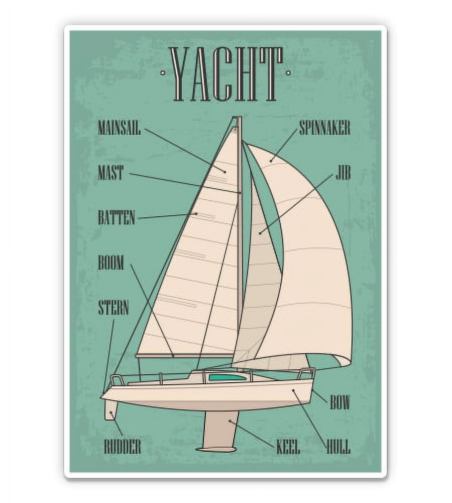 Yacht Sailboat Sailing - 7" Vinyl Sticker - For Car Laptop I-Pad ...