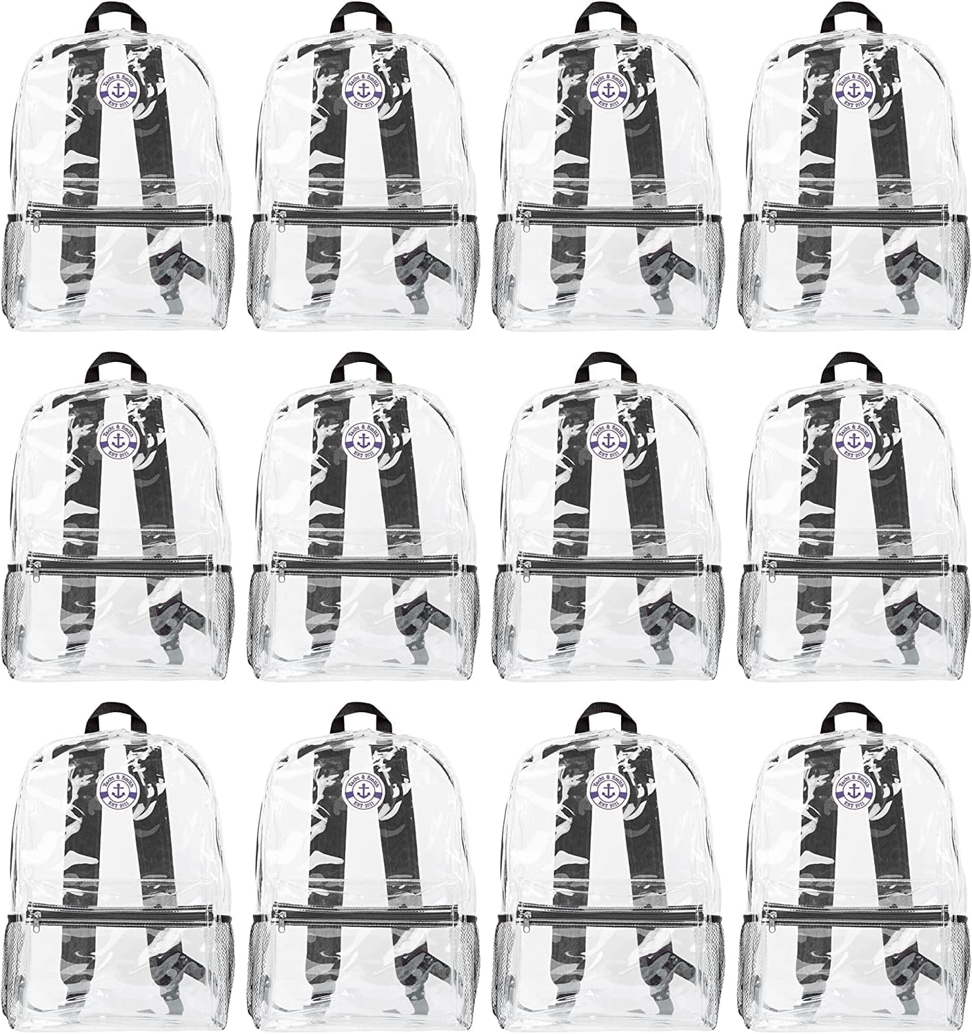 Yacht & Smith 12 Pack 17 Inch Bulk Clear Translucent Backpacks, See ...