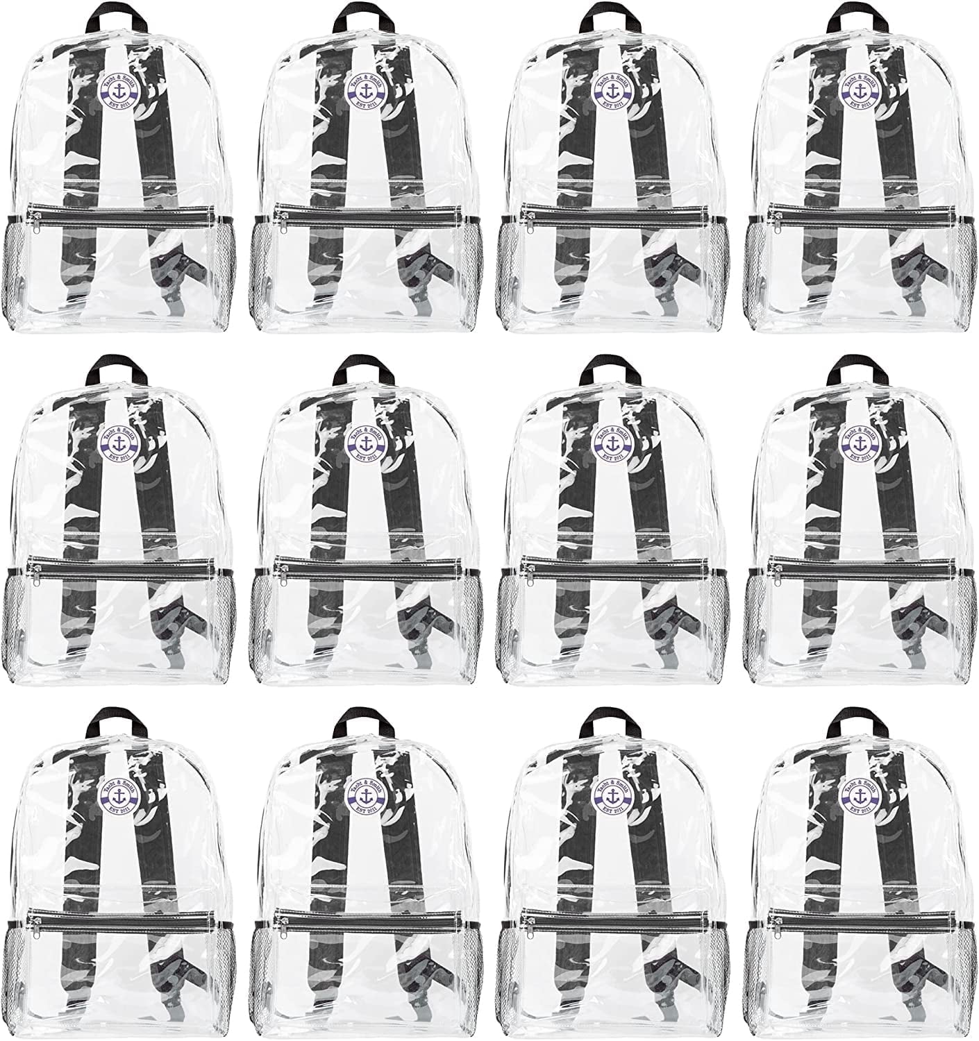 Yacht & Smith 12 Pack 17 Inch Bulk Clear Translucent Backpacks, See ...