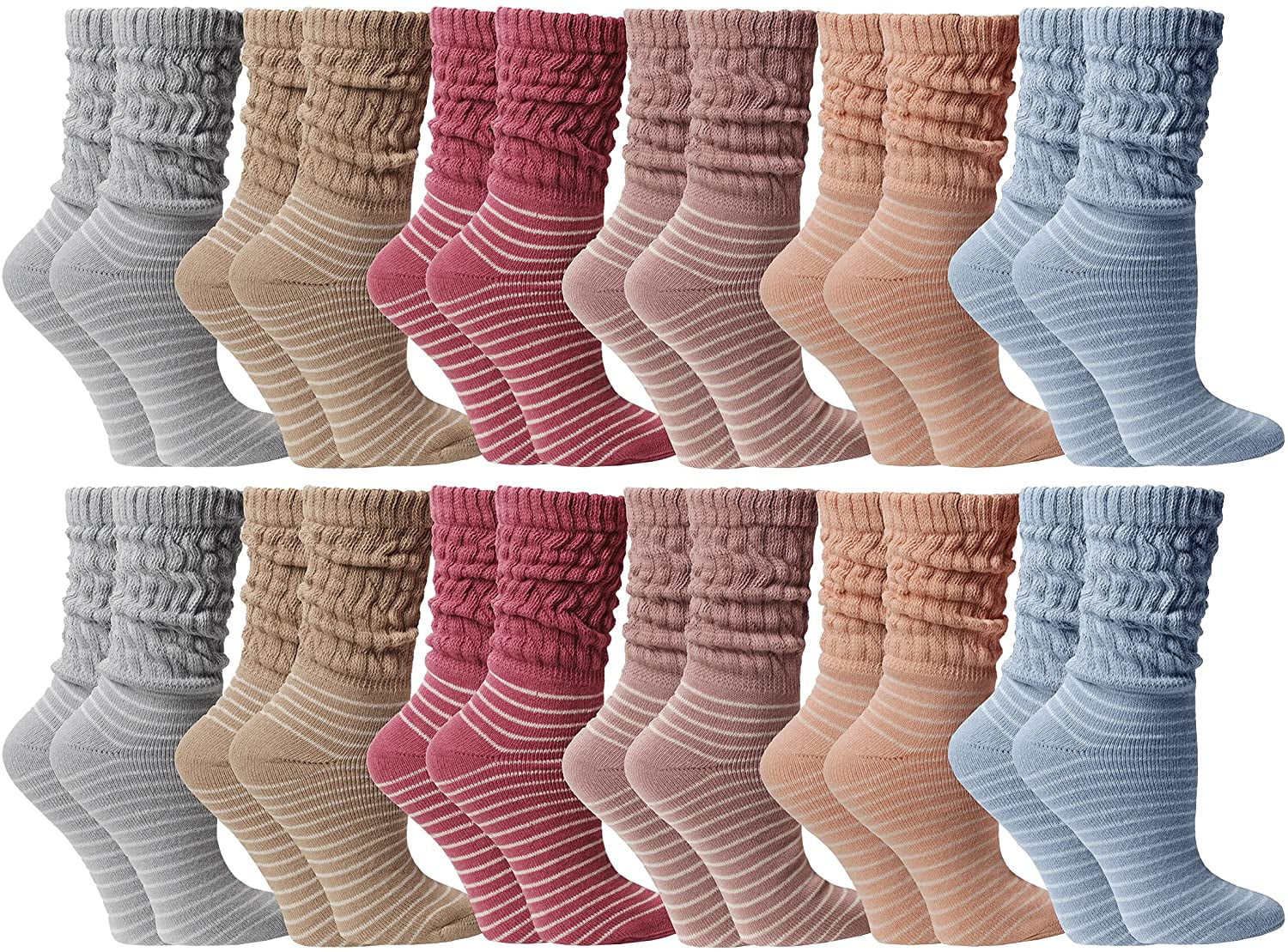 Yacht & Smith 12 Pack Womens Cotton Slouch Socks, Womans Knee High Boot ...