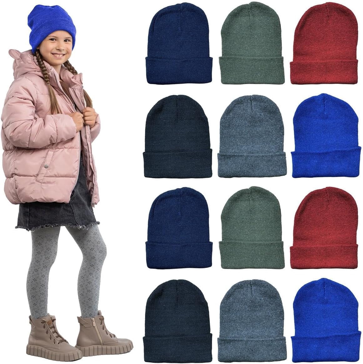 Yacht & Smith 12 Pack Youth Winter Beanies, Assorted Colors, Warm ...
