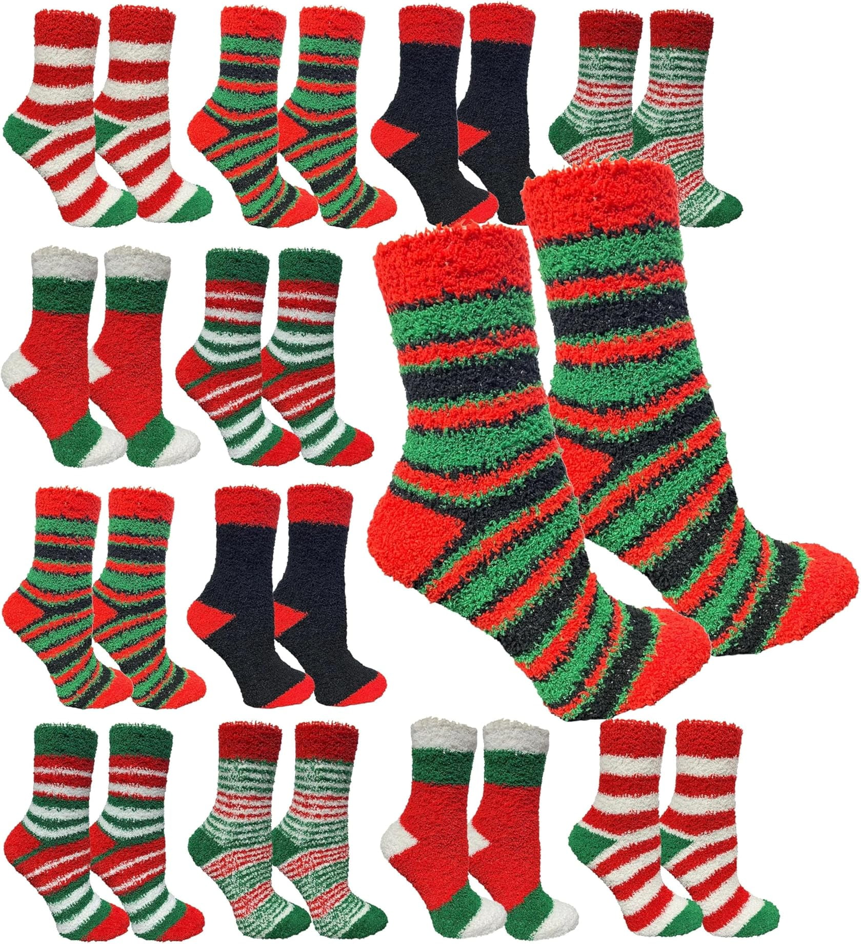 Yacht & Smith 12 Pairs Women's Christmas Fuzzy Socks, Holiday Slipper ...