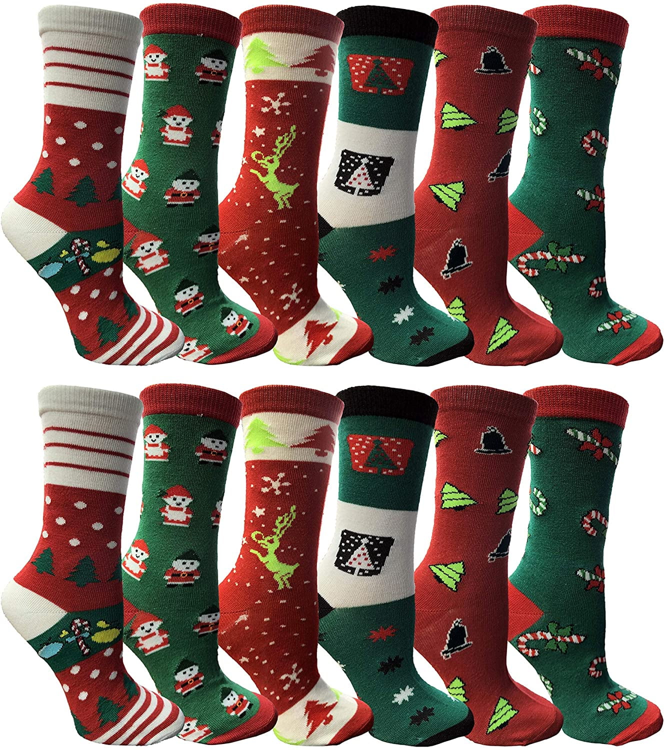 Yacht & Smith 12 Pairs Womens Christmas Socks, Novelty Holiday Socks ...