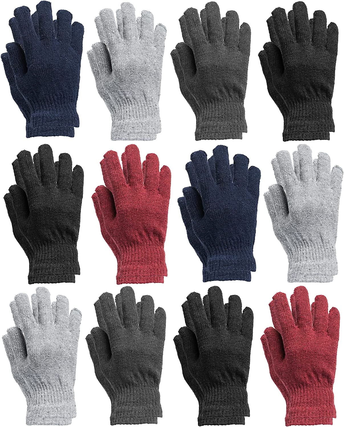 Yacht & Smith 12 Pairs of Adult Wholesale Bulk Winter Magic Gloves Warm ...