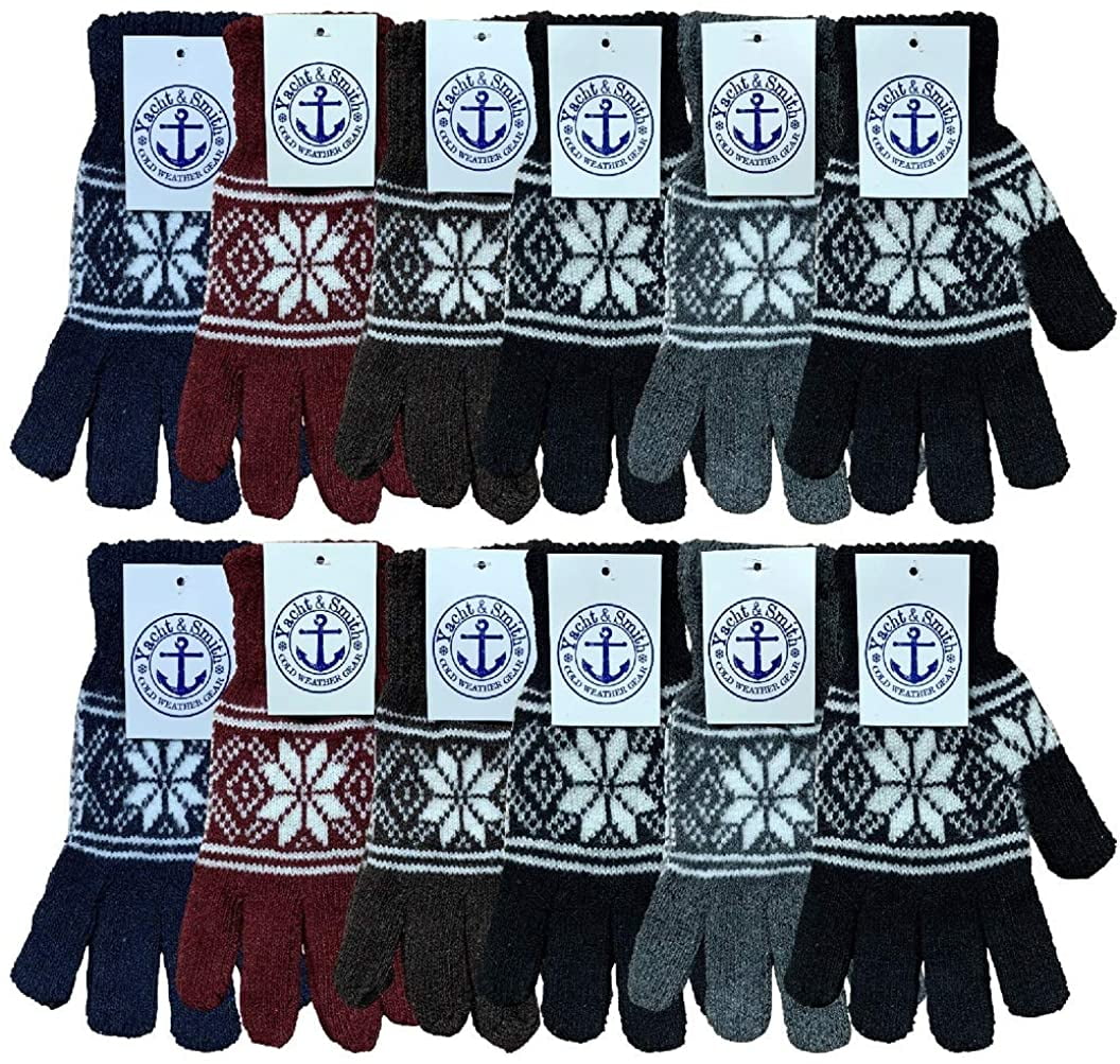 Yacht & Smith 12 Pairs of Adult Wholesale Bulk Winter Magic Gloves Warm ...