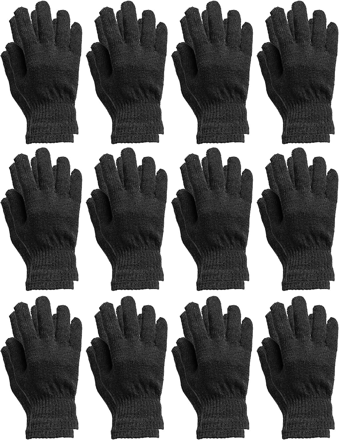 Yacht & Smith Multipack of 12 Unisex Thermal Knit Gloves - Black, Cozy ...