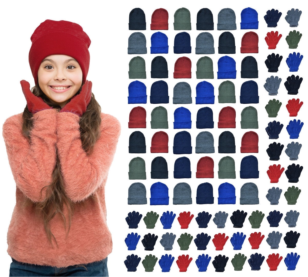 Yacht & Smith Wholesale Beanie and Glove Winter Bulk Kit, Kids Adults ...