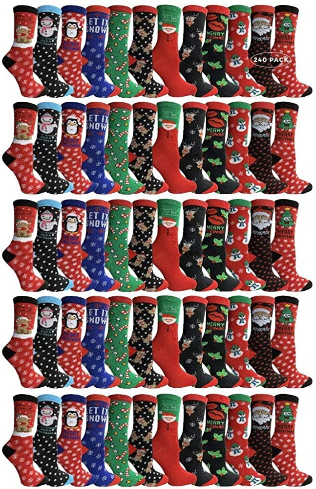Yacht & Smith 240 Pairs Womens Christmas Socks, Novelty Holiday Socks ...
