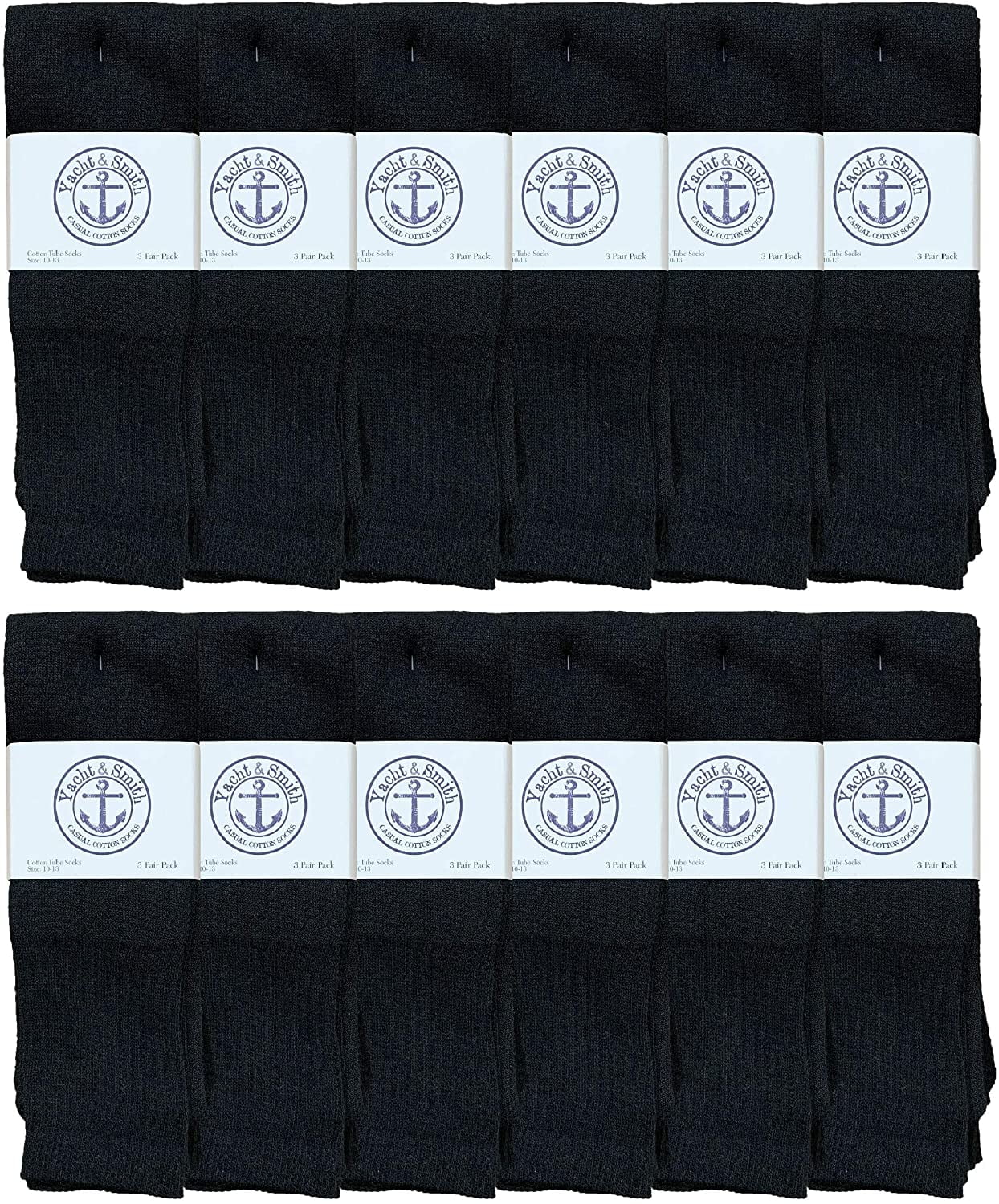 "Yacht & Smith 28"" Men's Cotton Sport Tube Socks, Size 10-13, Bulk ...