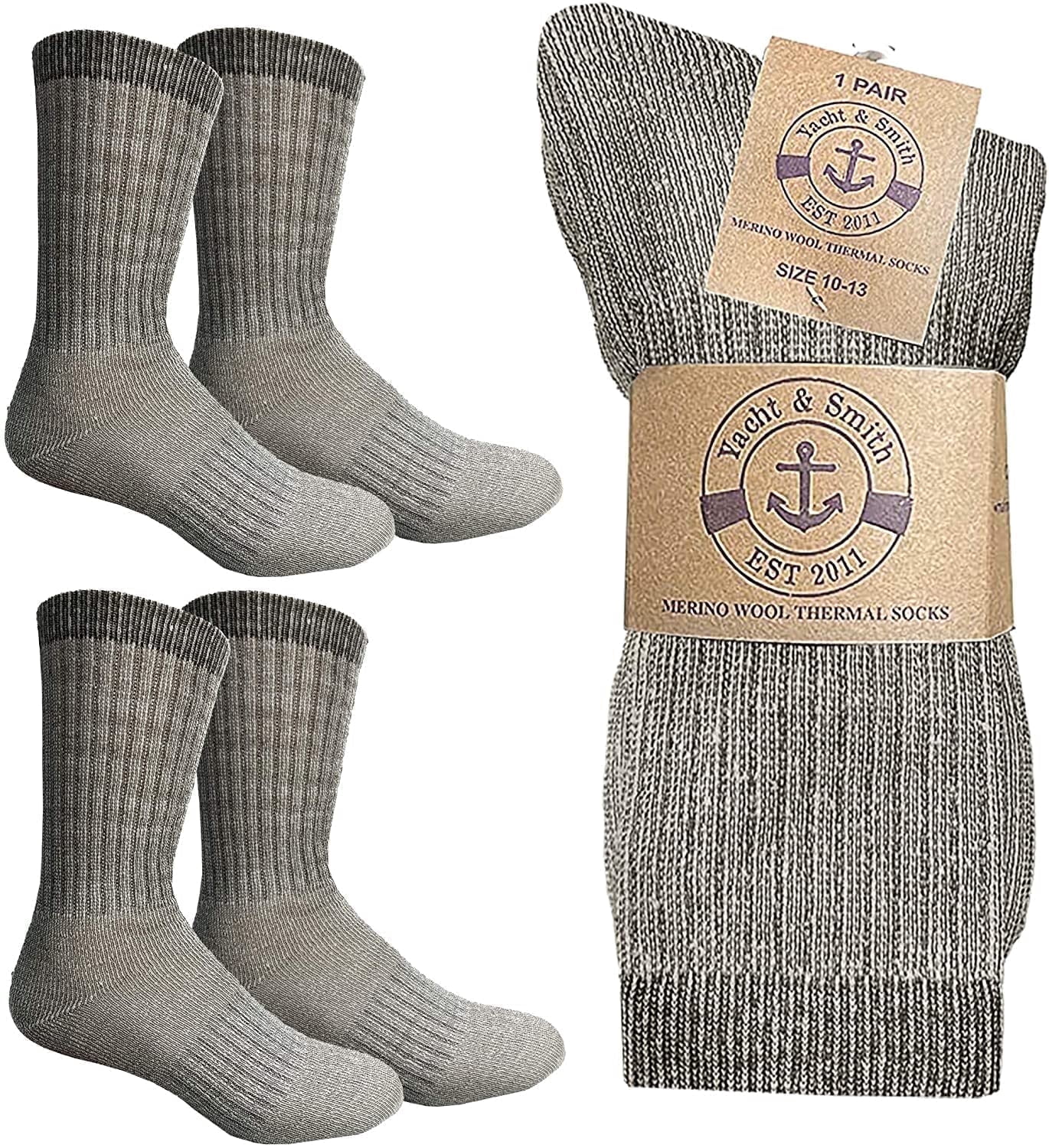Yacht & Smith Merino Wool Thermal Boot Socks for Hiking and Winter ...