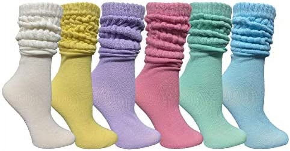 Yacht & Smith Womens Cotton Crew Slouch Socks, 6 Pairs, Knee High Boot ...