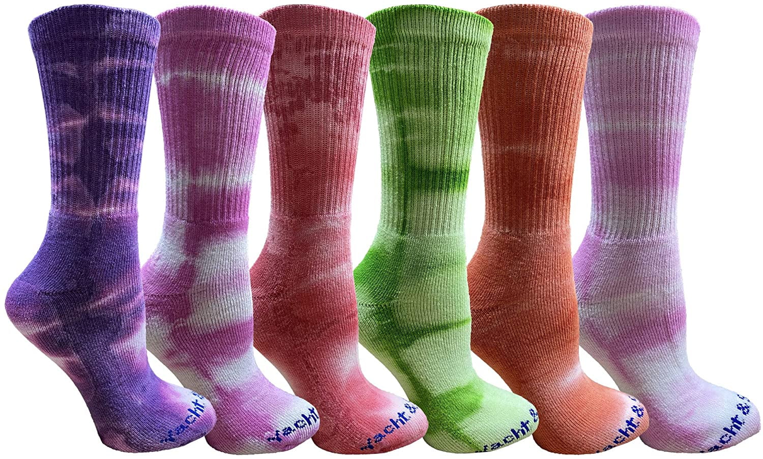 Yacht & Smith 6 Pairs of Womens Tie Dye Cotton Crew Socks, Bright ...