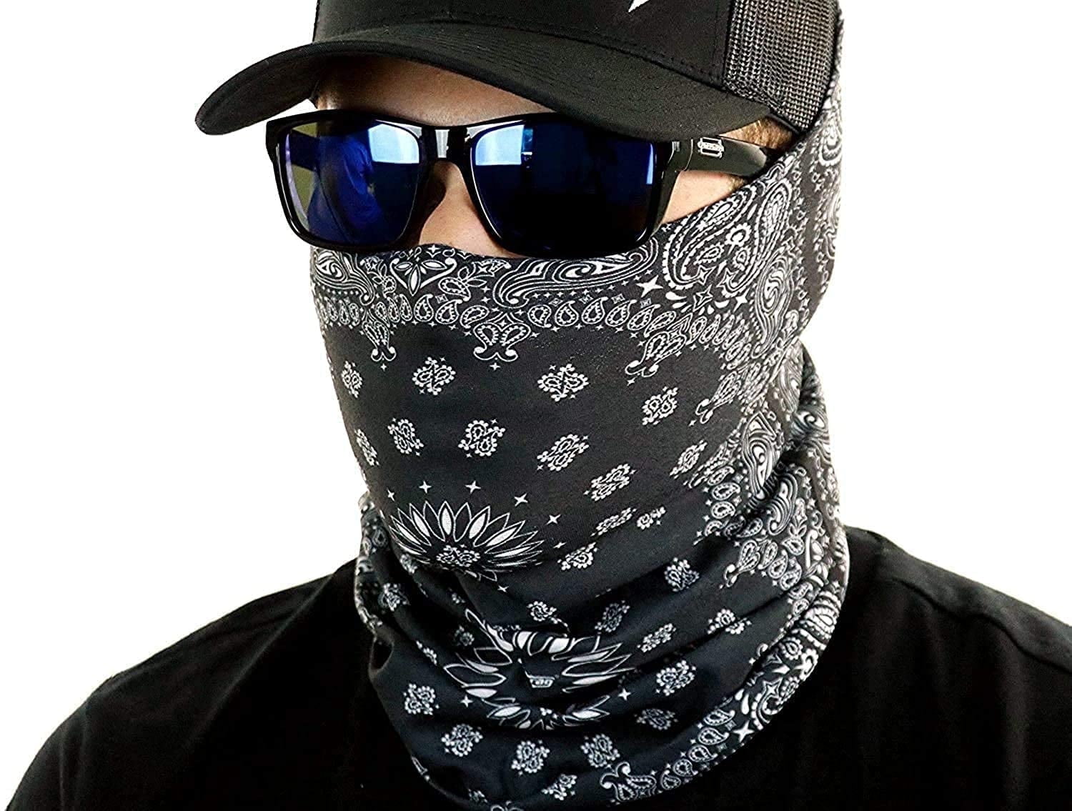 Yacht & Smith 60 Pack Bulk Bandanas, Face Mask, Black Paisley Print ...