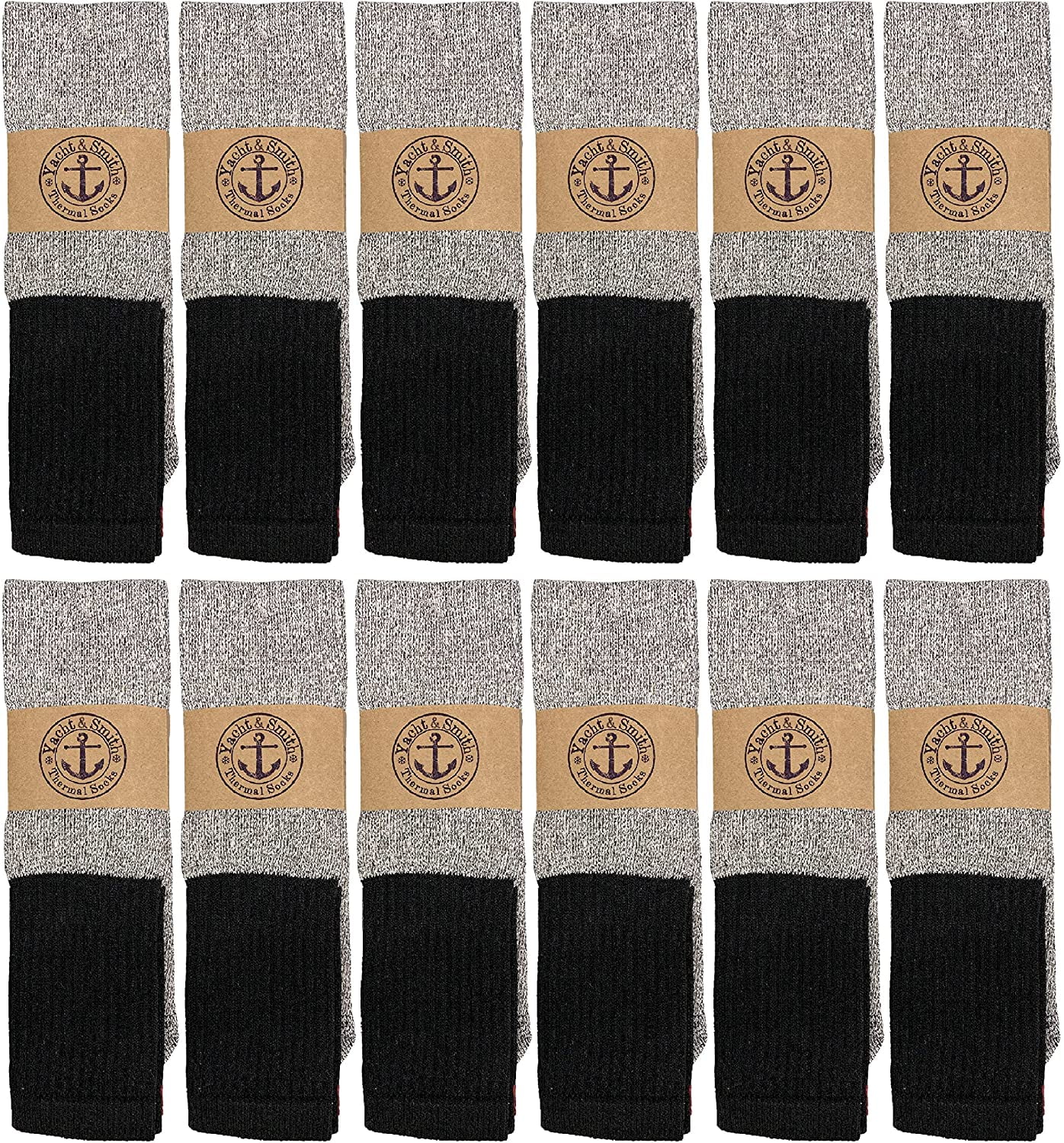 Yacht & Smith 12 Pack Winter Thermal Hiking Crew Socks, Men's ...