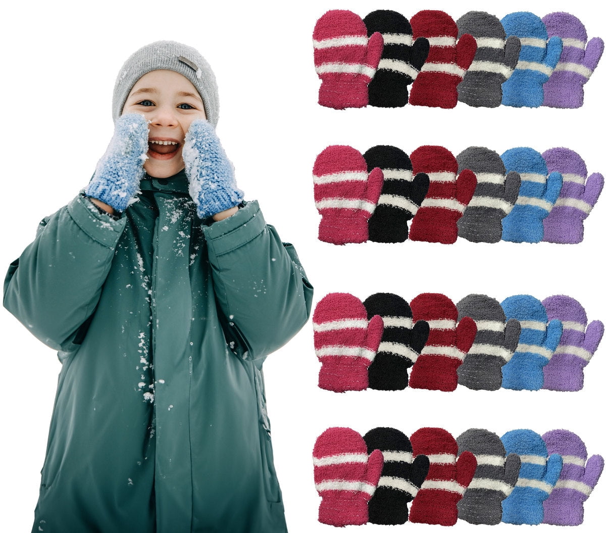 Yacht & Smith Kids Fuzzy Mittens, Warm Soft Mitten For Toddlers ...