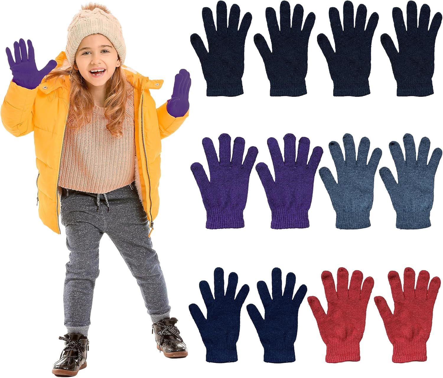 Yacht & Smith Cozy Magic Kids Gloves & Mittens, Winter Striped for ...