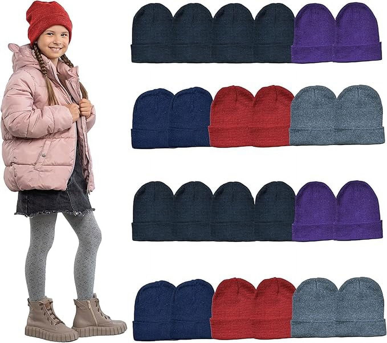 Yacht & Smith 24 Pack Kids Winter Beanie Hat Assorted Colors Bulk Pack ...