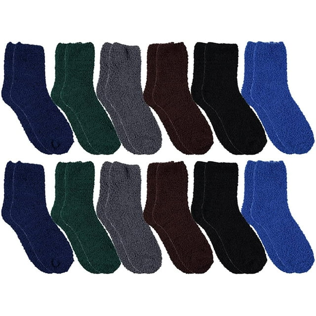Yacht & Smith Men's Cozy Fuzzy Socks with Gripper Bottom, Soft Warm ...