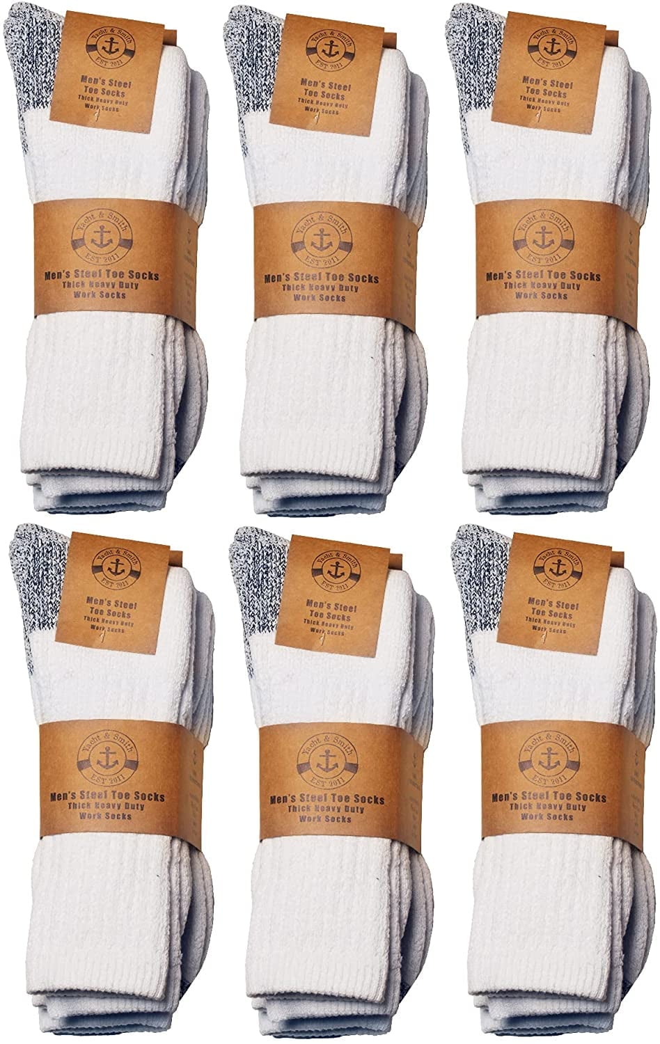 Yacht & Smith Mens Heavy Duty Steel Toe Work Socks, Heavy Duty Thick ...