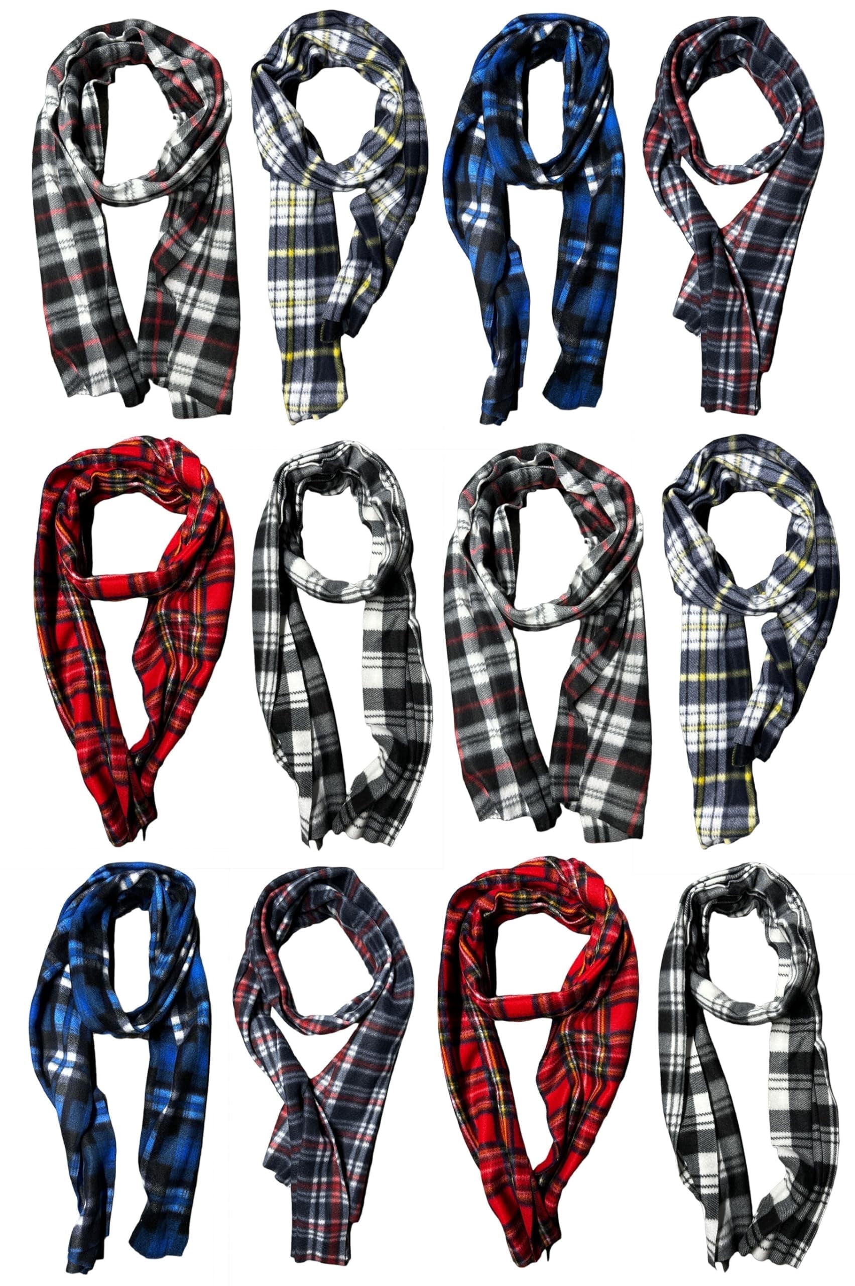 Yacht & Smith, Winter Neck Scarves, 12 Pack, Unisex Black Plaid Stripe ...