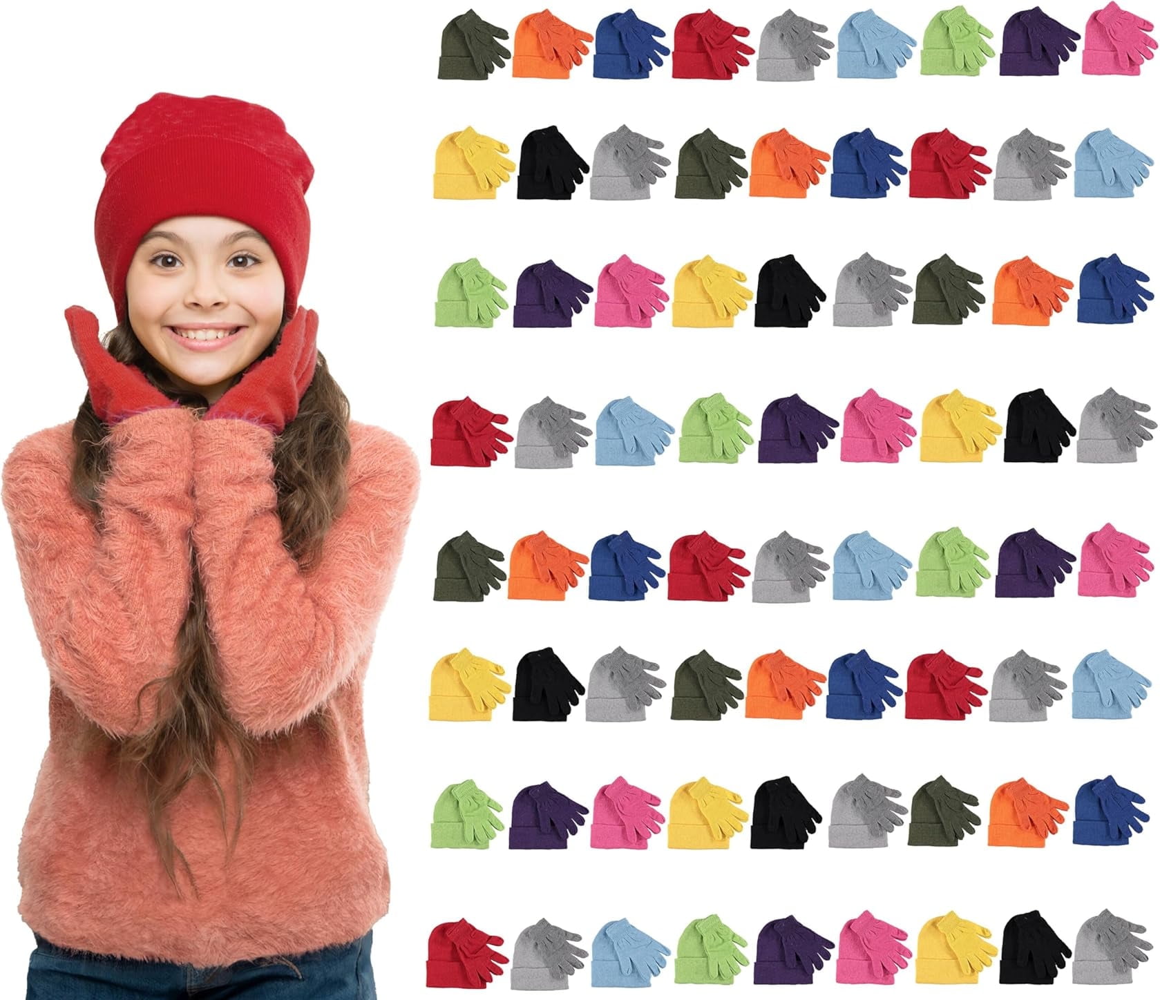 Yacht & Smith Wholesale Beanie and Glove Winter Bulk Kit, Kids Adults ...