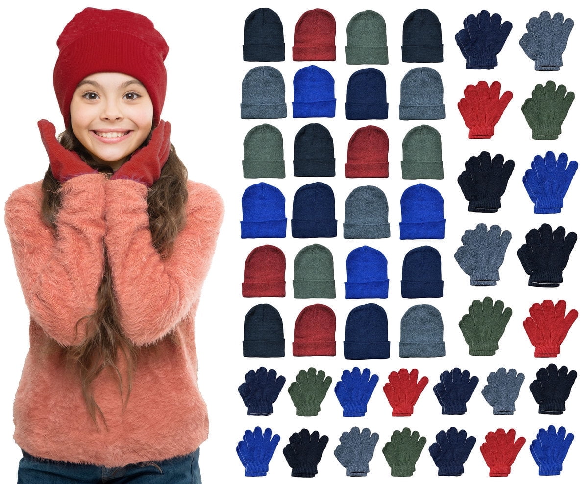 Yacht & Smith Kids & Adults Winter Beanie and Glove Bulk Kit, Ideal for ...