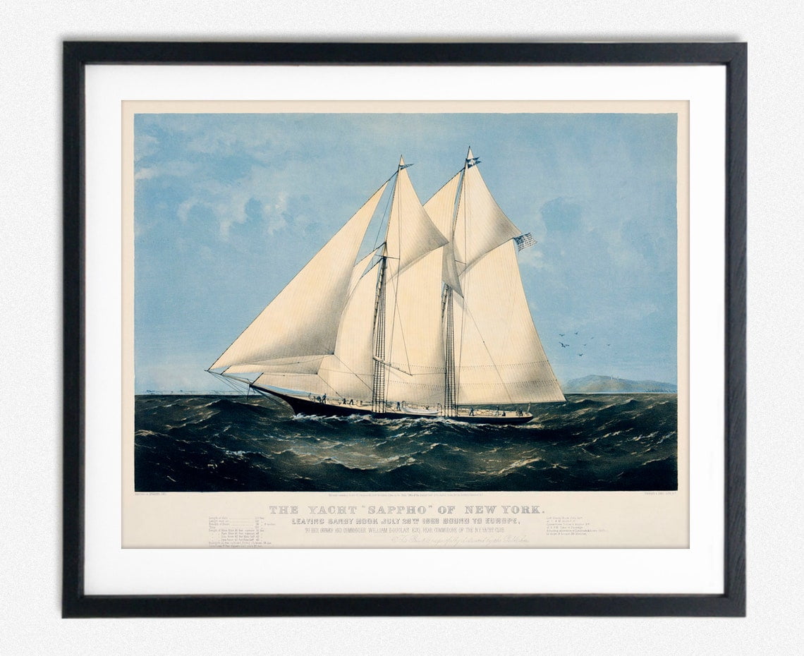 Yachting Decor Vintage Yacht Print Nautical Decor Set Sail With Vintage ...